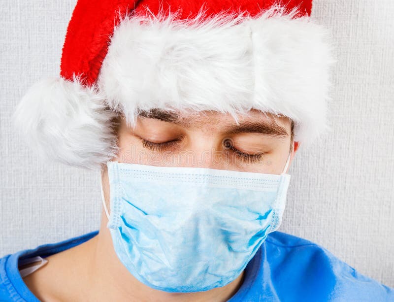 Young Man in Flu Mask stock image. Image of christmas - 201775195