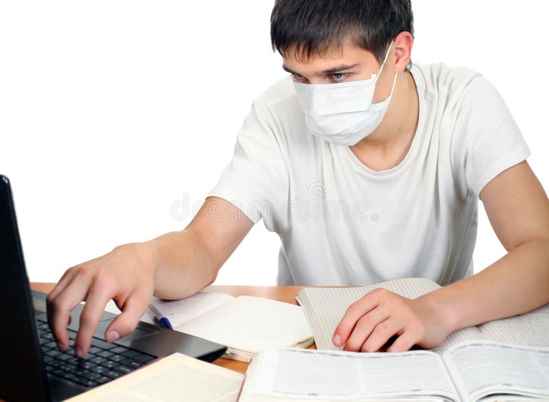 Young Man in Flu Mask stock photo. Image of school, single - 172266748