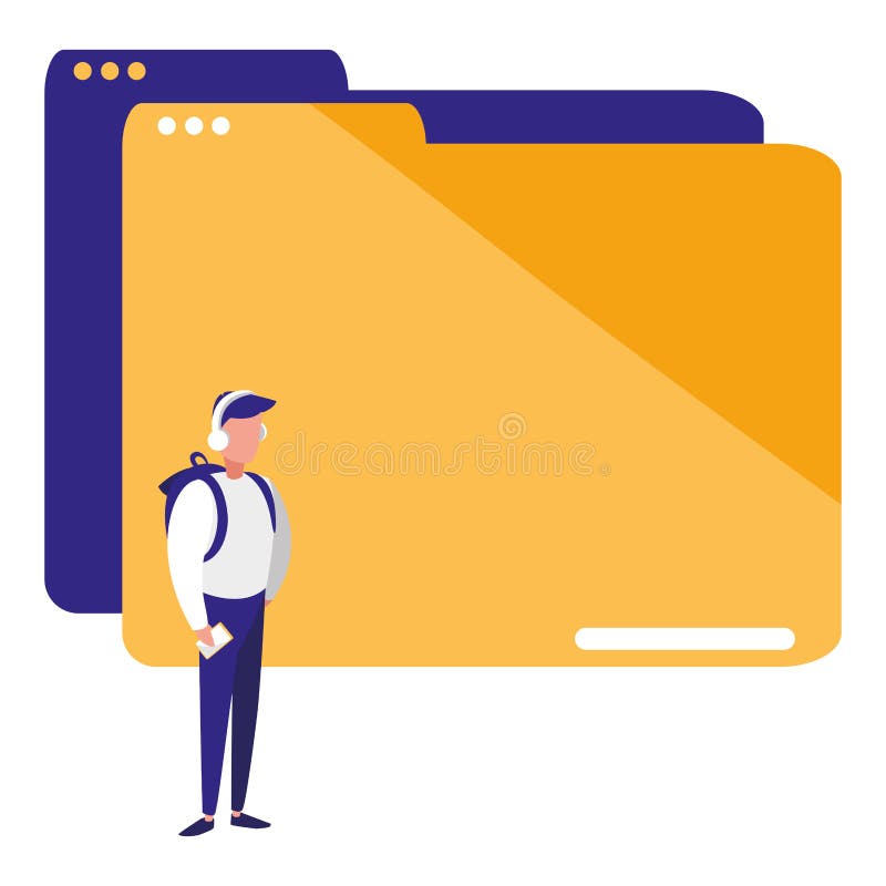 Young man with folder stock vector. Illustration of funny - 136085975