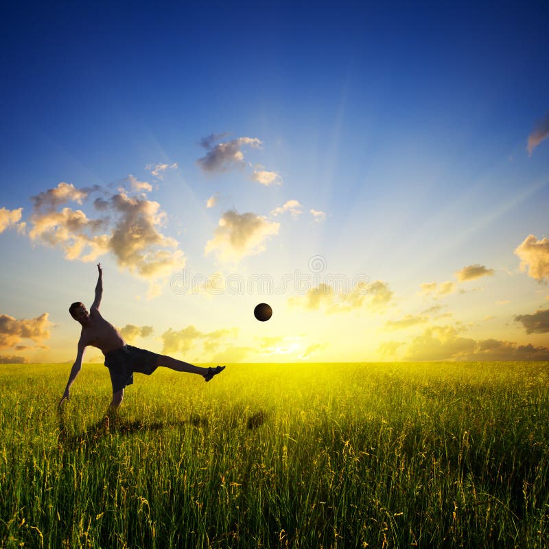 Young man and football stock image. Image of activity - 10491163