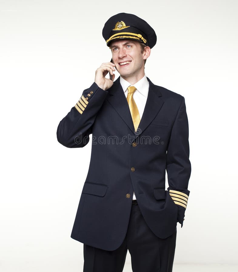 Young Man in the Form of a Passenger Plane Pilot Stock Photo - Image of ...