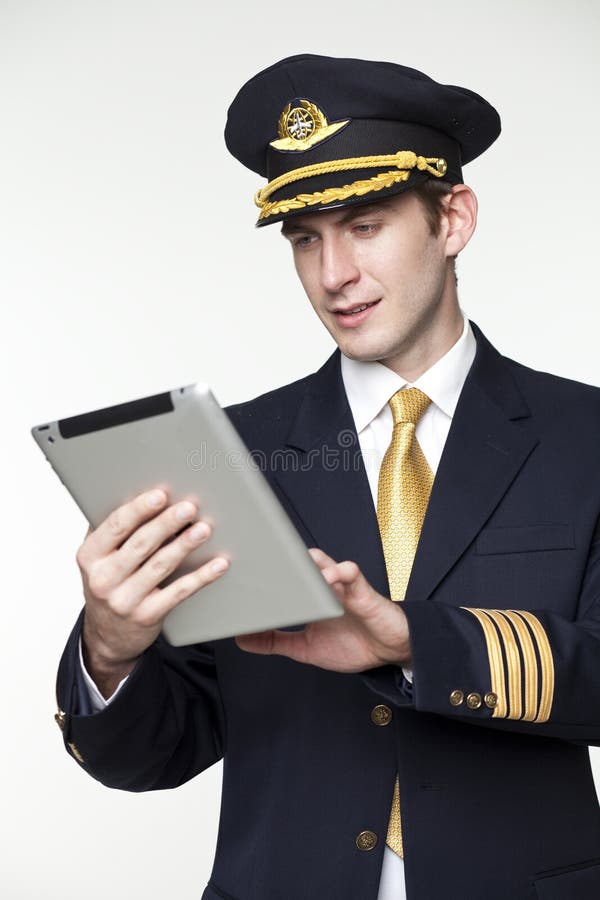 Pilot using a laptop stock photo. Image of indoor, computer - 6678972