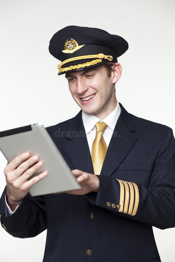 Young Man in the Form of a Passenger Plane Pilot Stock Photo - Image of ...