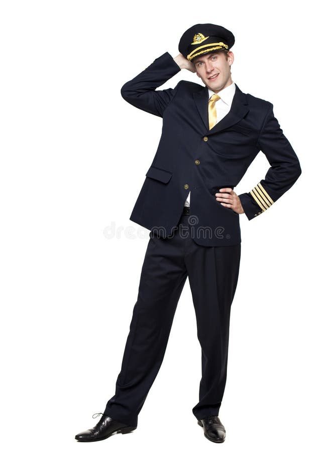 Young Man in the Form of a Passenger Plane Pilot Stock Image - Image of ...