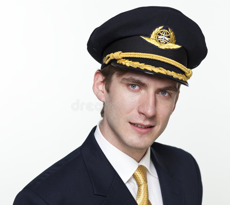 Young Man in the Form of a Passenger Plane Pilot Stock Photo - Image of ...
