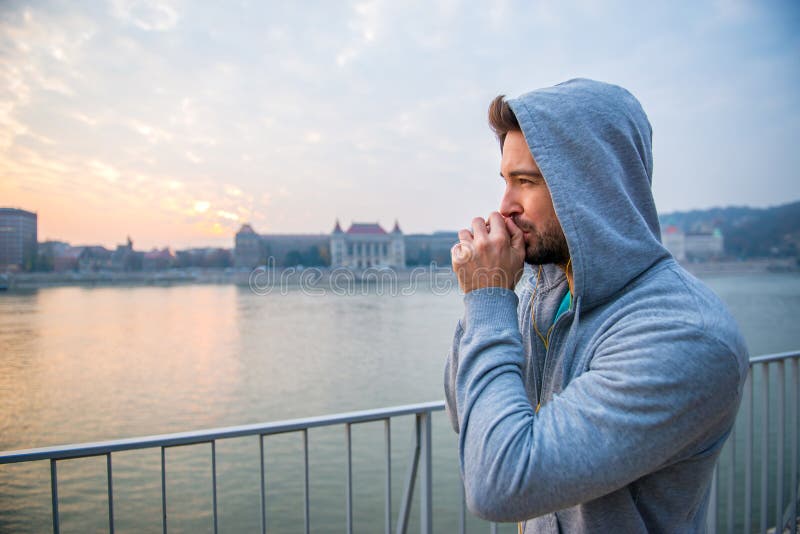 Young man freezing stock image. Image of freeze, city - 124408199