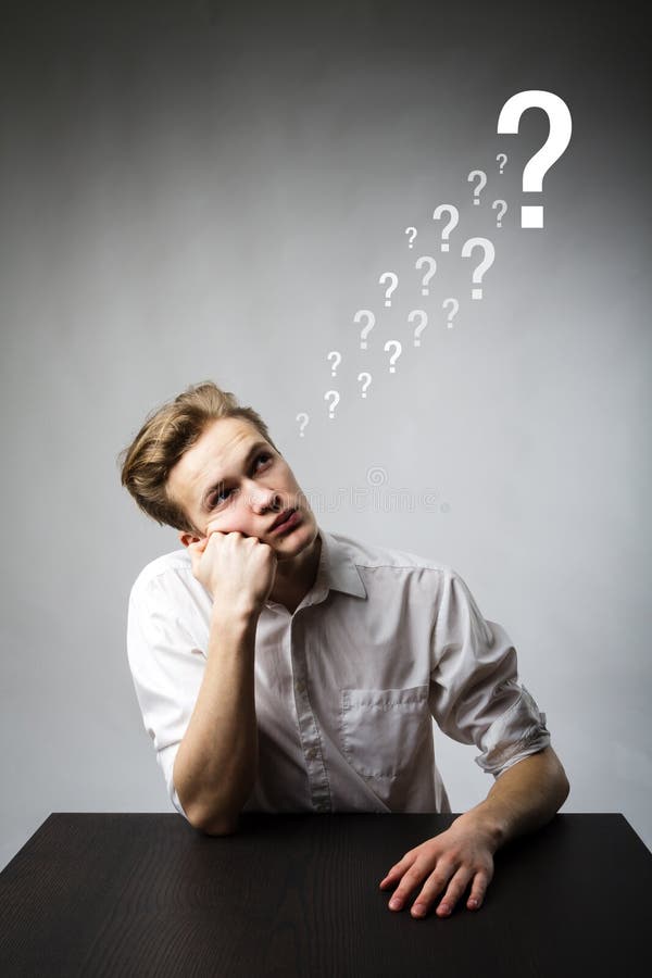 Young Man is Full of Doubts and Hesitation. Young Man and Question ... Young Man is Full of Doubts and Hesitation. Young Man and Question ...