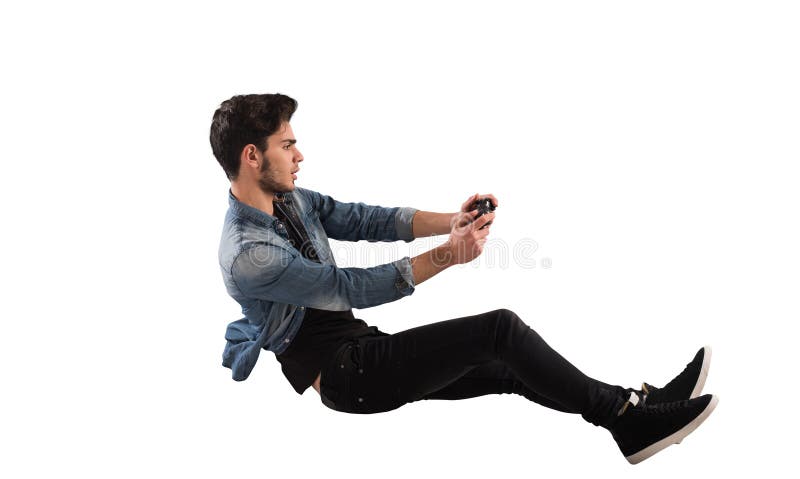 Young Man with Game Controller Plays with a Video Game Stock Image ...