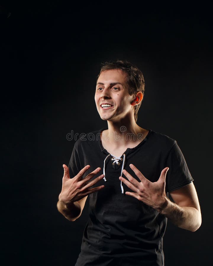 Young man gesticulating stock photo. Image of choice - 44530356