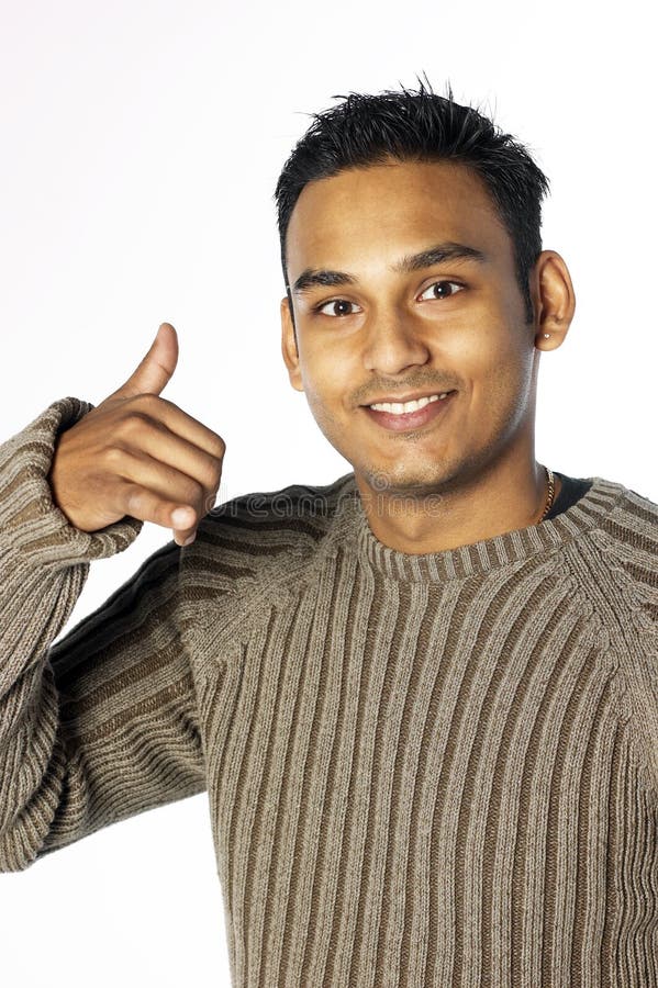 Young Man Gesturing Call Me Stock Photo - Image of cellular, attractive ...