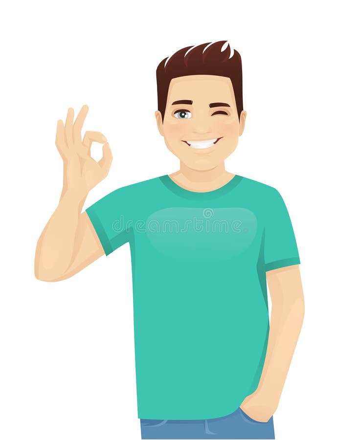 Young Man Gesturing Ok Sign Stock Vector - Illustration of cartoon ...