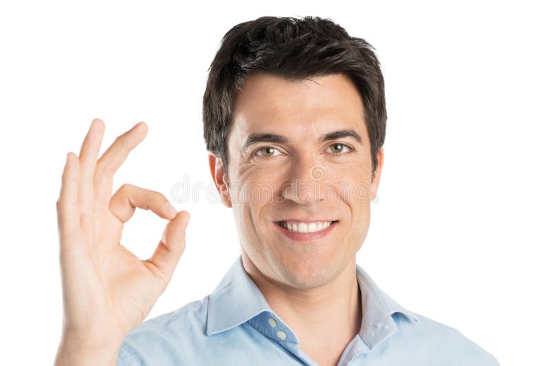 Young Man Gesturing Ok Sign Stock Photo - Image of closeup, male: 32224770