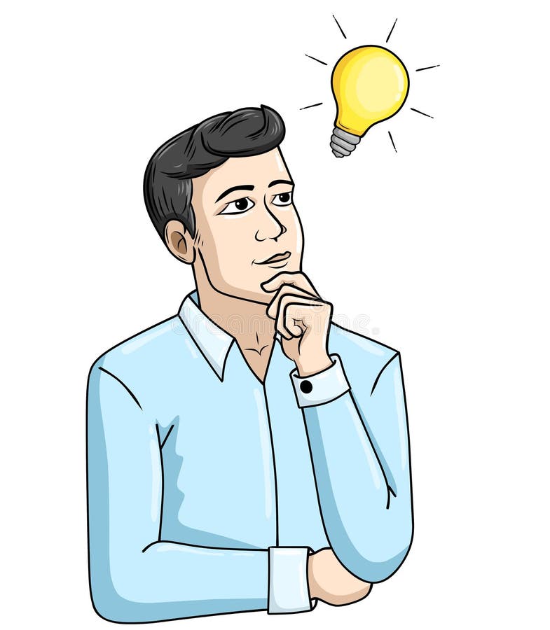 Young Man Get an Idea and Smiling Cartoon Stock Vector - Illustration ...