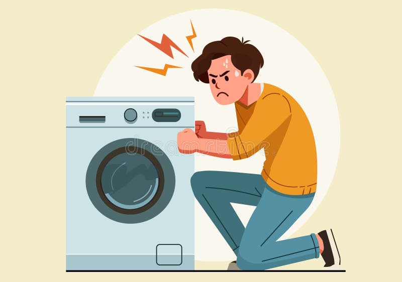 Young Man Gets Angry at Washing Machine that Doesn T Work Stock ...