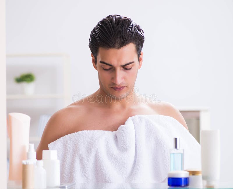 Young Man is Getting Prepared for Working Day in Bathroom Stock Image ...