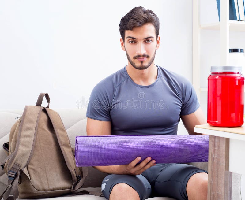 Young Man Getting Ready for Gym Sports Stock Photo - Image of protein ...