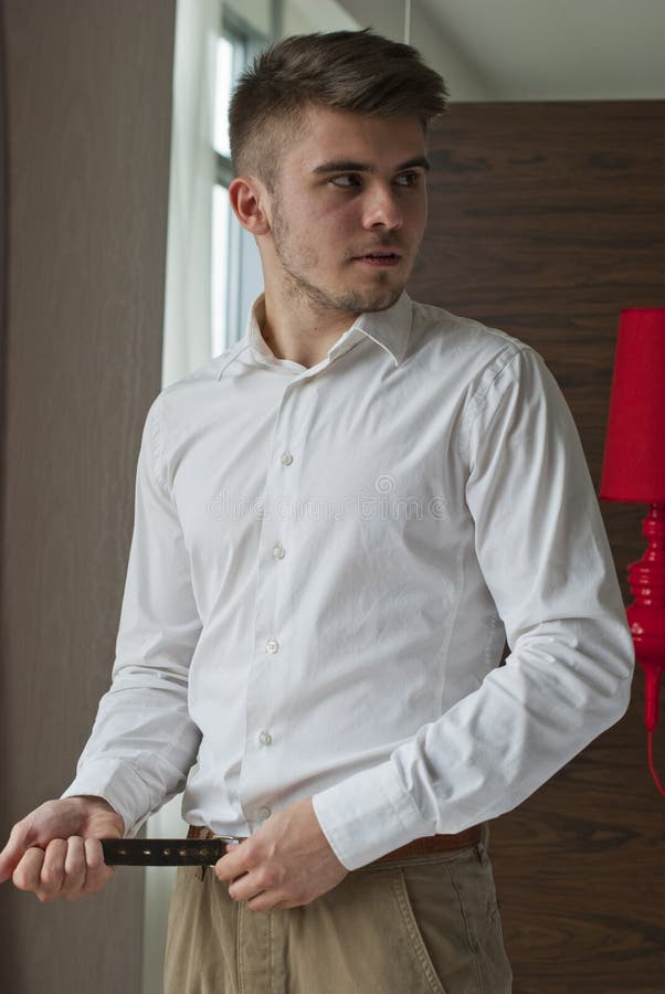 Young Man Getting Ready for a Special Day. Stock Image - Image of ...
