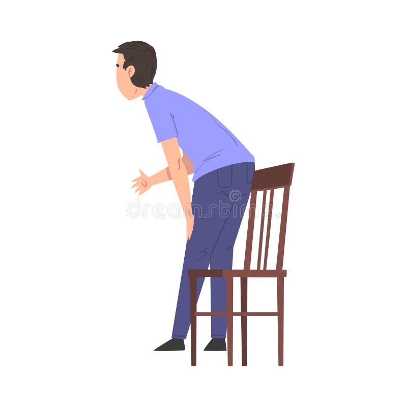 Young Man Getting Up from His Chair, Side View Vector Illustration ...