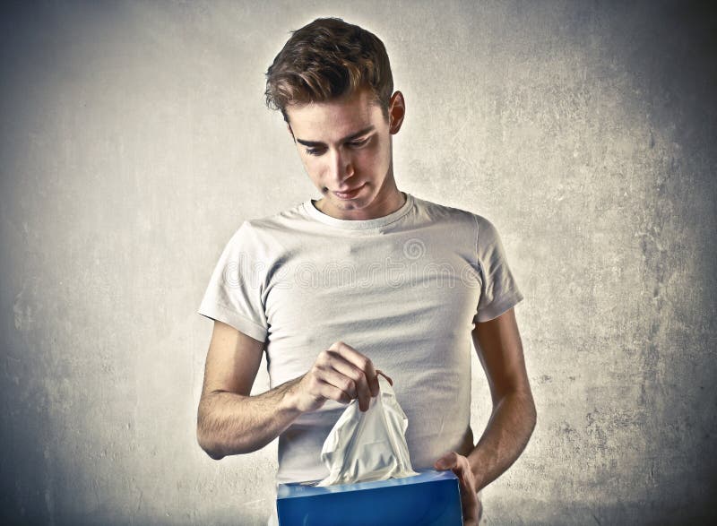 Young Man Grabbing a Tissue Stock Image - Image of concept, sadness ...