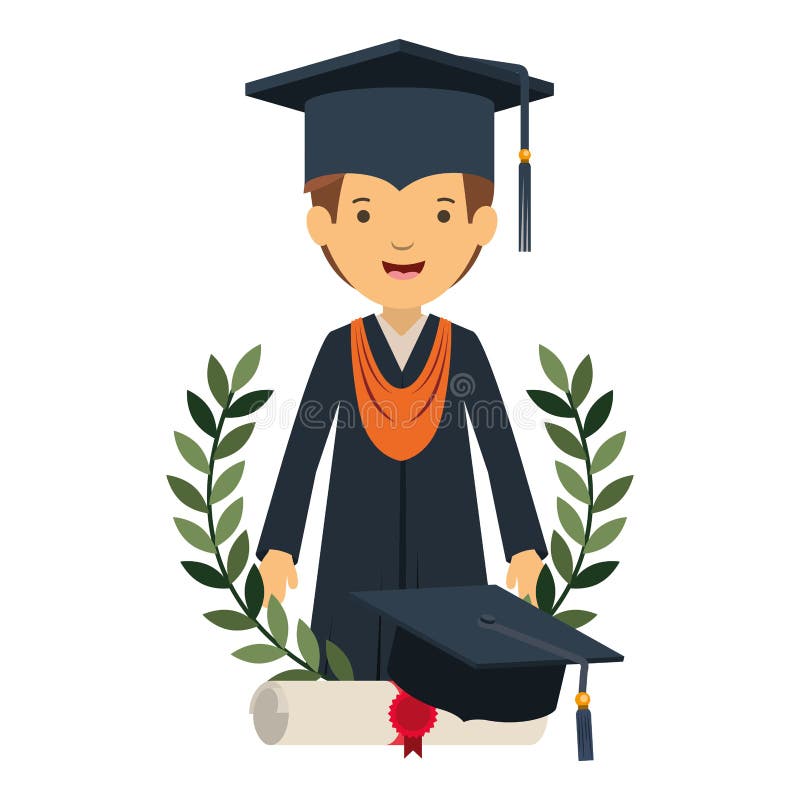Young Man Graduating with Certificate Avatar Character Stock Vector ...