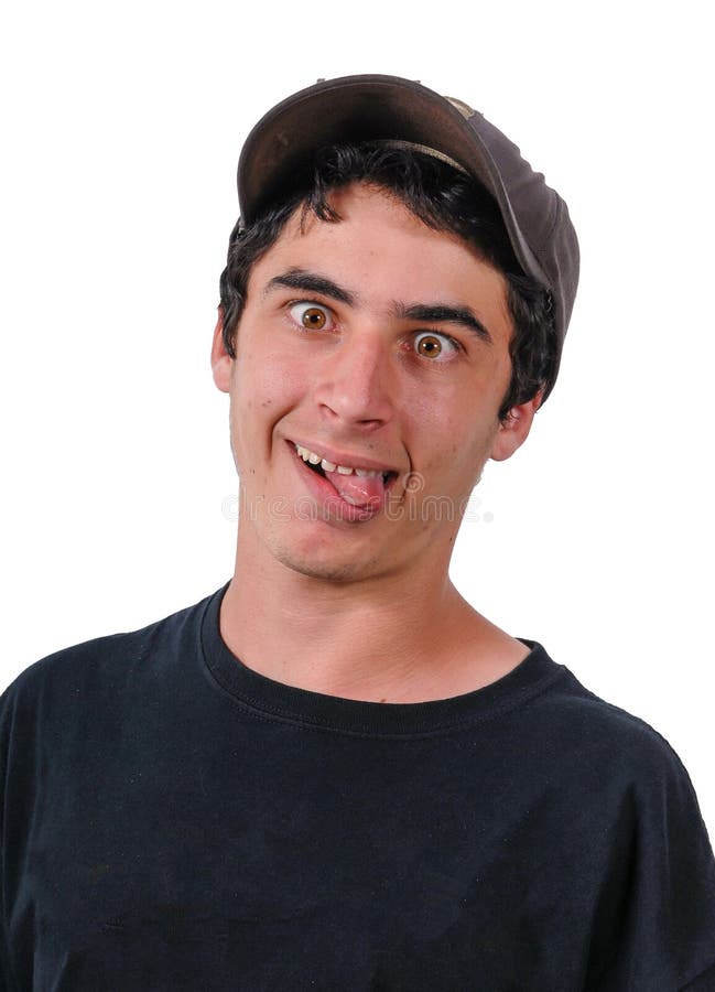 Young Man Grimacing on White Background Stock Photo - Image of facial ...