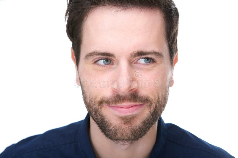 Young Man with a Grin and Looking Away Stock Image - Image of eyes ...