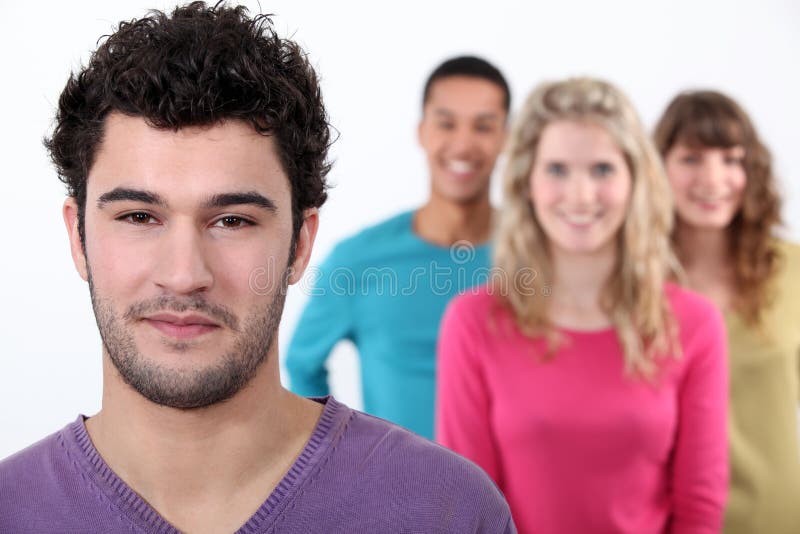 Young Man with Group of Friends Stock Photo - Image of handsome ...