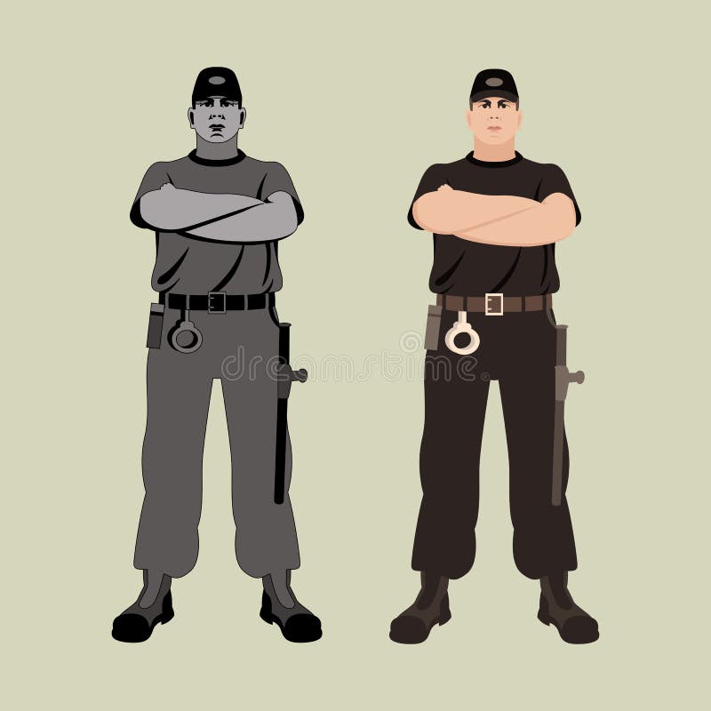 Young Man Guard Vector Illustration Flat Style Front Stock Vector ...