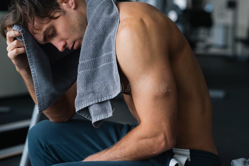 Young Man in the Gym after a Solid Workout Using His Towel Stock Image ...