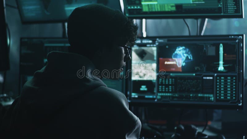 Young Man Hacking Nuclear Bomb Launch Stock Image - Image of crime ...