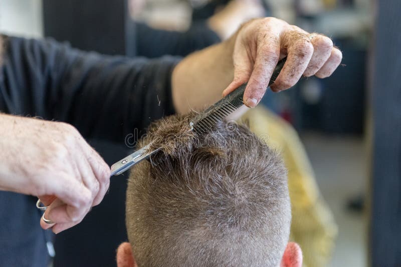 Young Man on a Haircut in the Barber Shop Stock Photo - Image of ...