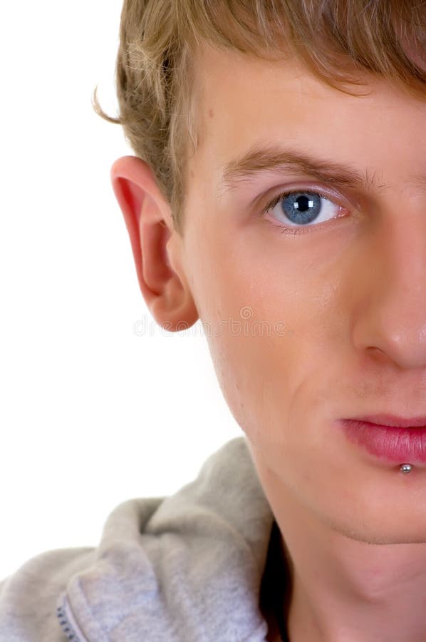 Young man, half face stock image. Image of lifestyle, face - 6887773