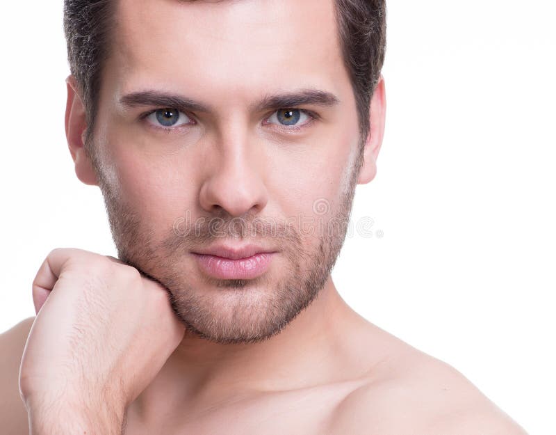 Young Man with Hand Near the Face. Stock Image - Image of portrait ...