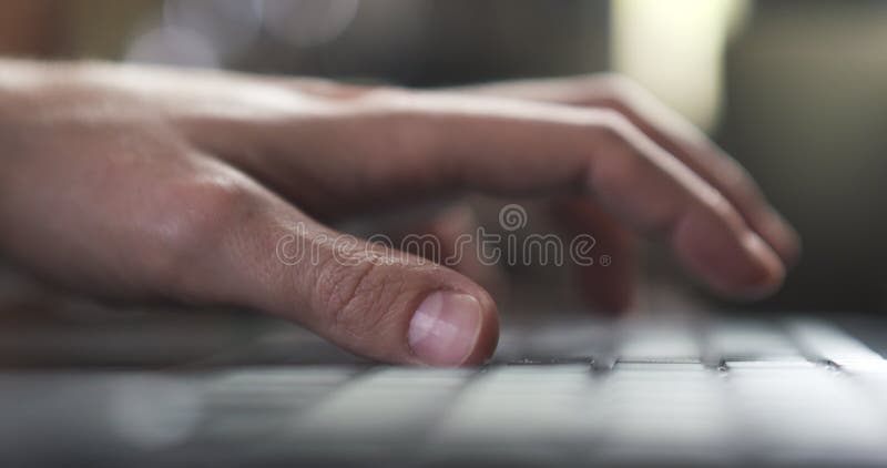 Young Man Hand Using Notebook in Cafe or Home Very Shallow Focus Stock ...