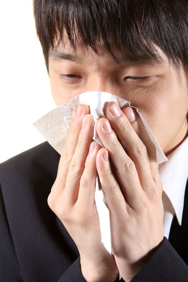 Young Man with Handkerchief Stock Image - Image of finger, disease ...