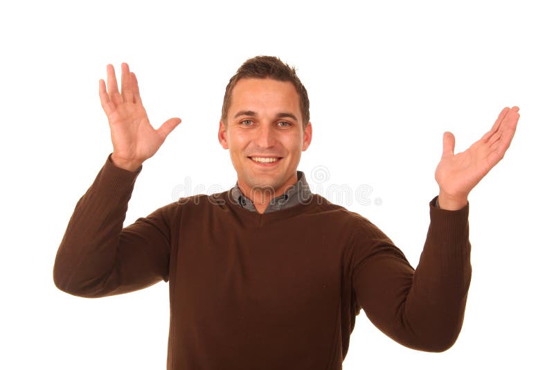 Young Man Hands Outstretched Stock Photo - Image of confident, fashion ...