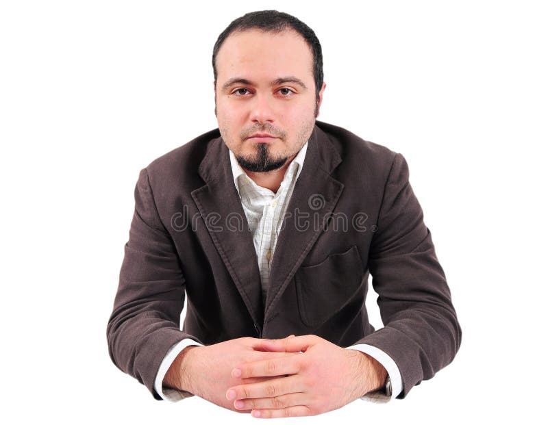 Young Man with Hands on the Table Stock Image - Image of businessman ...