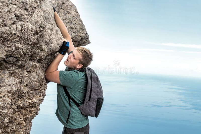 Rock climber dangling. stock image. Image of adventure - 23530147