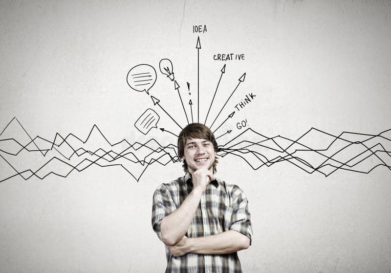 Young man has an idea stock image. Image of concept, idea - 56498951