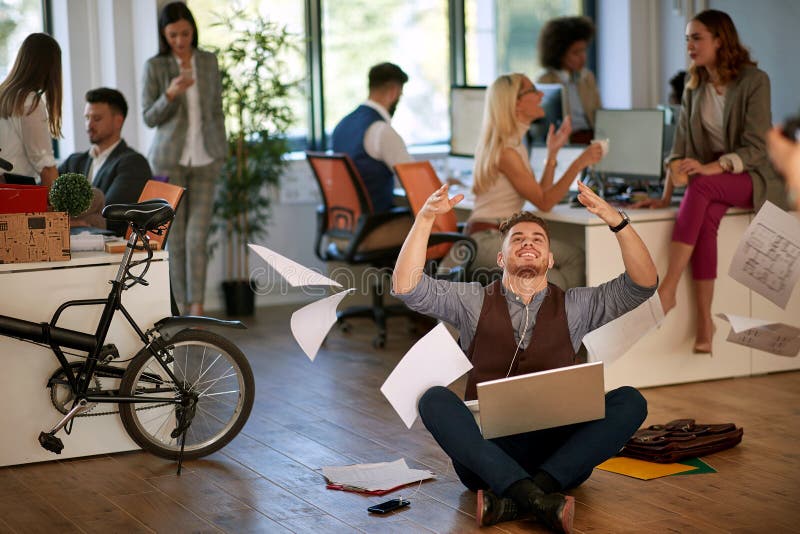 Young Man Having Creative Break Stock Image - Image of brainstorming ...