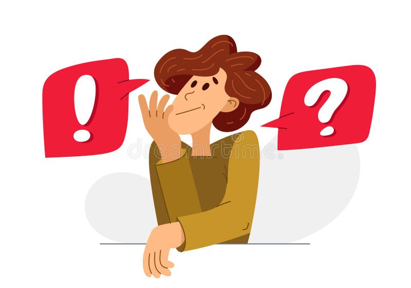 Young Man Having a Doubt and Question, Vector Illustration of a Person ...