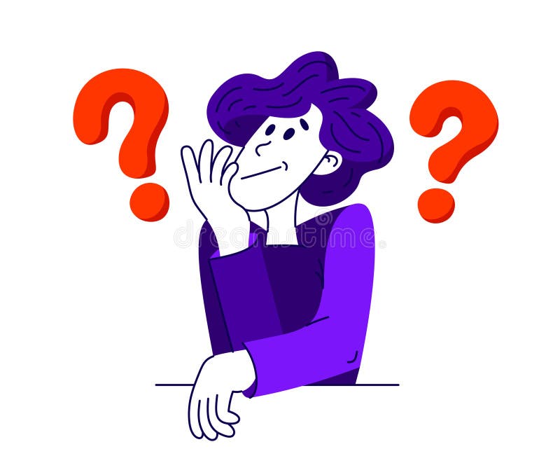 Young Man Having a Doubt and Question, Vector Illustration of a Person ...