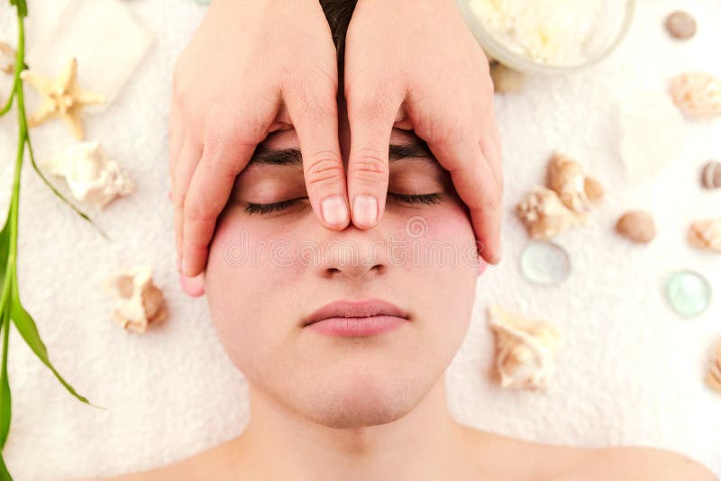 Young Man Having Head Massage in the Spa Salon Stock Image - Image of ...