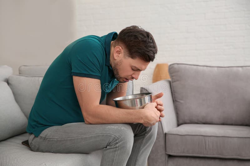 Young Man Having Nausea at Home Stock Image - Image of nausea, indoors ...