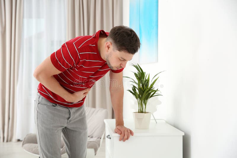 Young Man Having Nausea at Home Stock Image - Image of feeling, adult ...