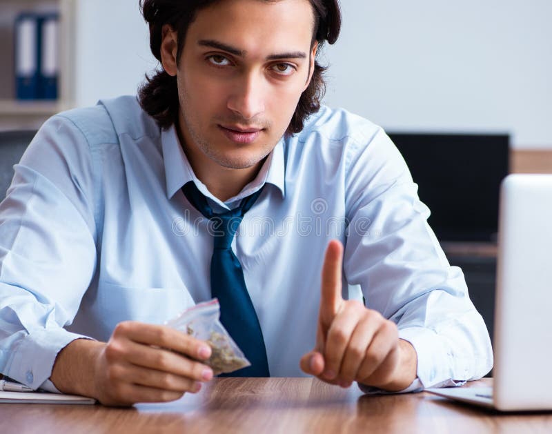 Young Man Having Problems with Narcotics at Workplace Stock Photo ...