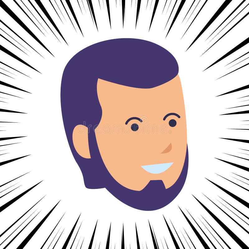 Young man head beard comic stock vector. Illustration of person - 140686564