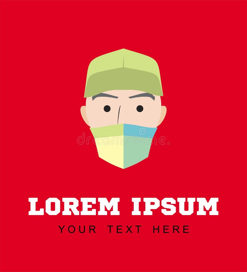 Young Man Head with Cap and Mask Stock Vector - Illustration of avatar ...