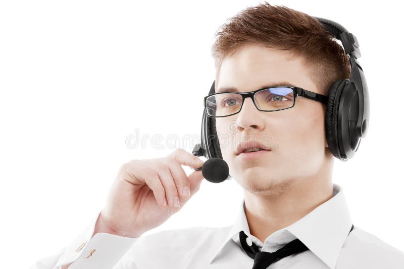 Young man in headset stock photo. Image of businessman - 24929028