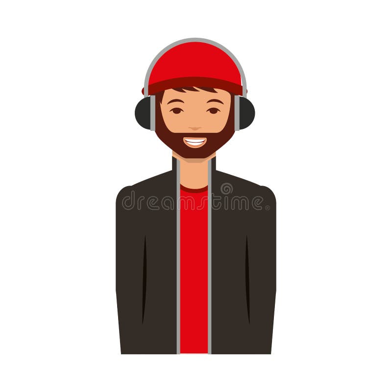 Young Man with Headset Character Stock Illustration - Illustration of ...